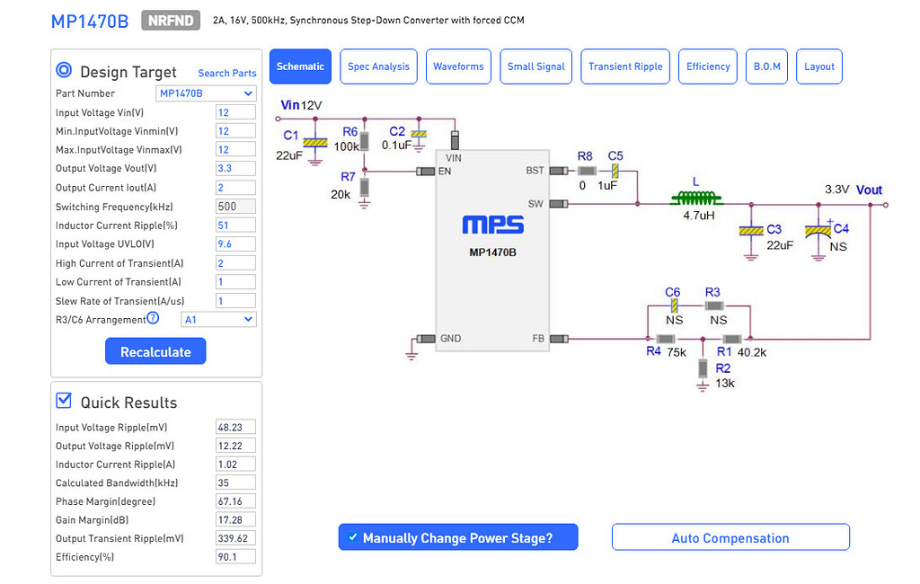 【DCDC设计】DC DC在线设计师MP1470电源 - 仿真工具和GUI - MPS技术论坛