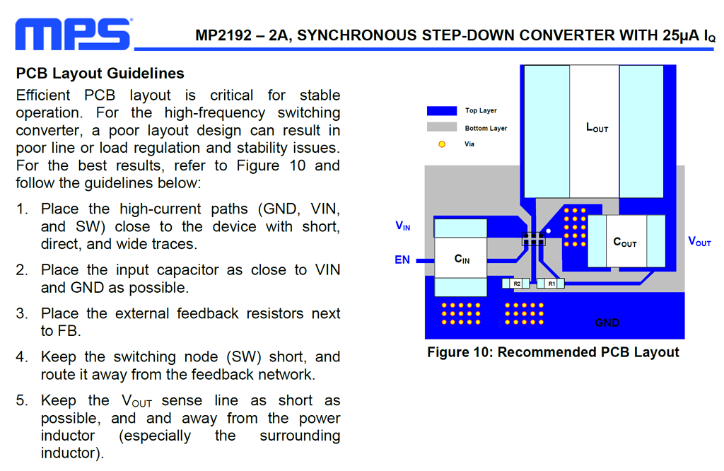 MP2192GC规格书中，推荐的Layout走线，是不是存在错误？EN和FB引脚是否弄反了？ - DC-DC 功率转换 - MPS技术论坛