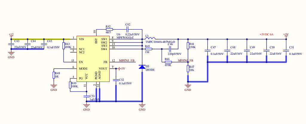 MP8765GQ电路12V转5V供电异常问题 - 技术应用答疑 - MPS技术论坛
